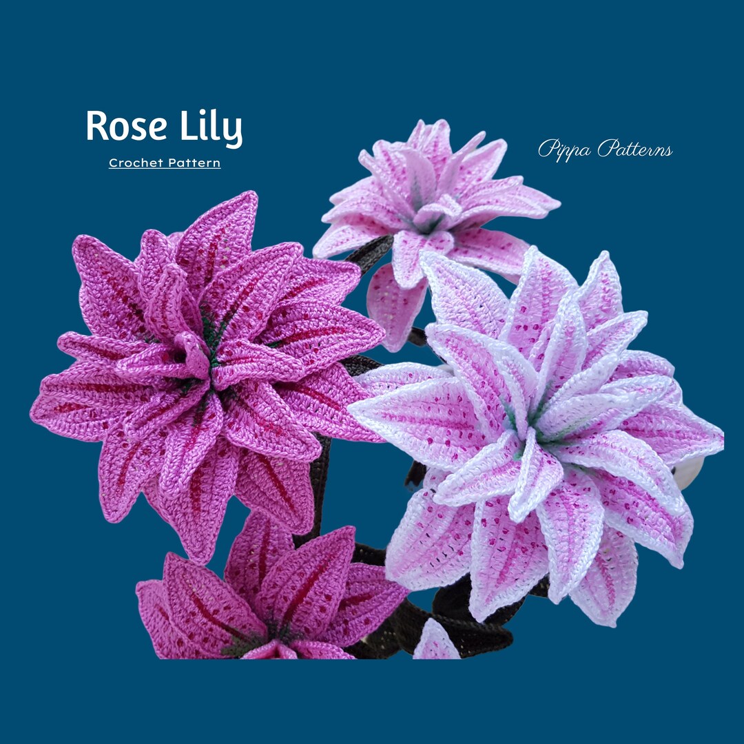 Crochet Rose Lily Flower Pattern Photo Tutorial Crochet Pattern for ...