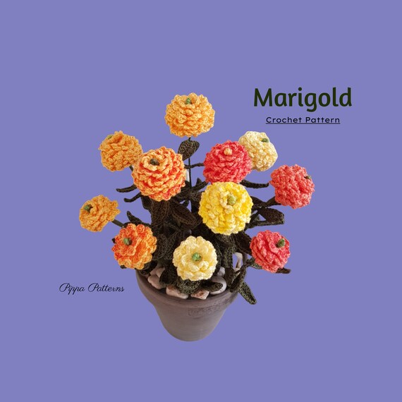 Crochet Marigold Flower Pattern Photo Tutorial Crochet - Etsy