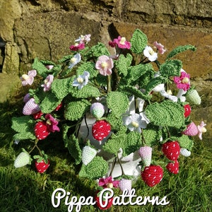 Crochet Strawberry Plant Flower Pattern Photo Tutorial Garden | Etsy UK