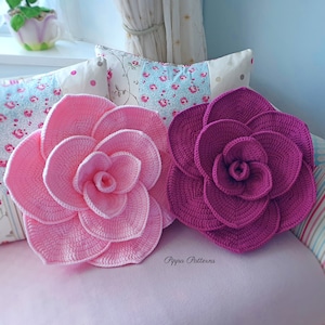 Crochet Rose Cushion Pattern: Photo Tutorial (PDF Pattern) - Etsy