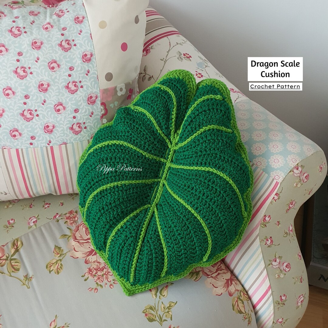 Crochet Dragon Scale Leaf Cushion Pattern Dragon Scale Pillow Photo ...