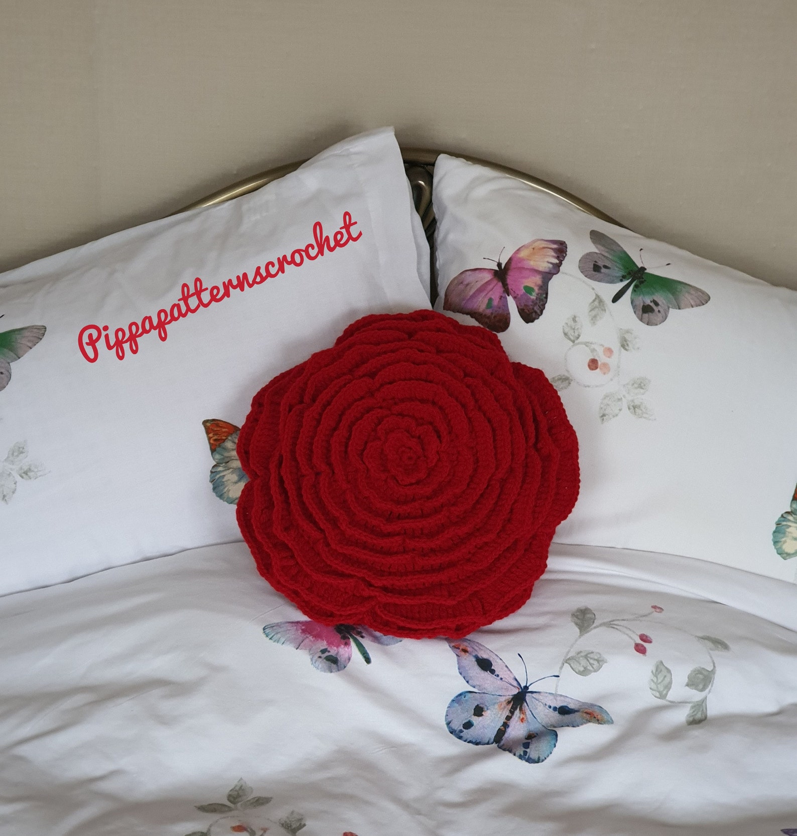 Crochet Rose Cushion Pattern Rose Pillow Crochet Photo | Etsy