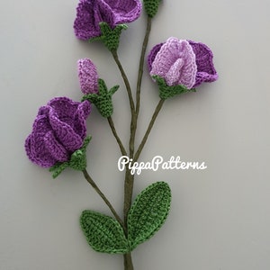 Crochet Sweet Pea Pattern Crochet Flower Pattern photo | Etsy