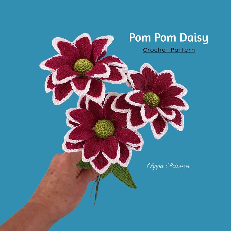 Crochet Pom Pom Daisy Pattern Photo Tutorial - Crochet Flower Pattern ...