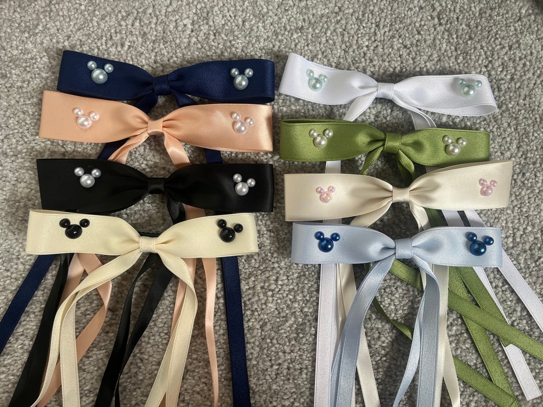 Pearl Mickey Mouse Embellished Streamer Bows Range of Colours - Etsy
