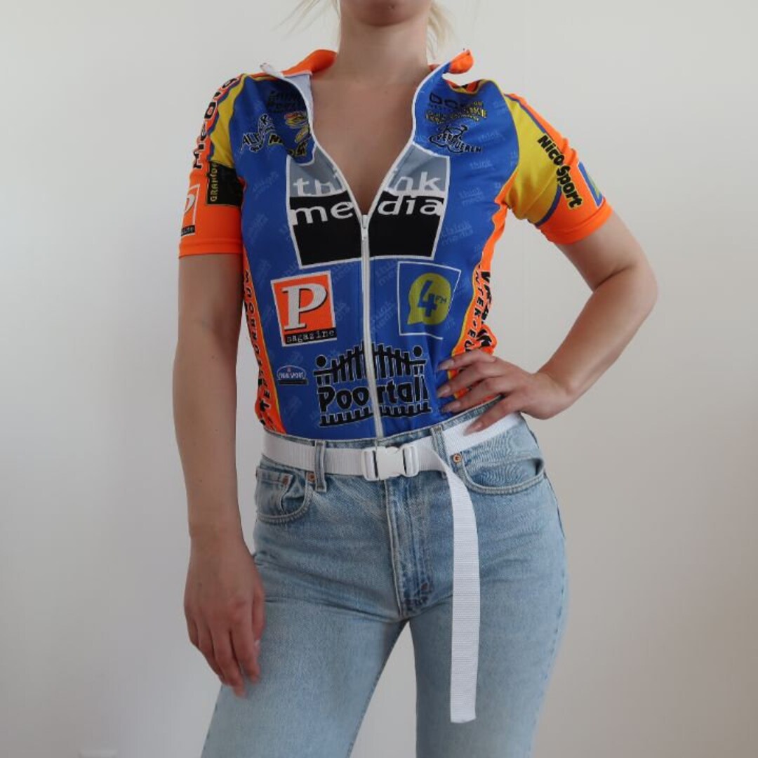 SALE Vintage Biking Shirt Neon With Zip Colorful Biker Top - Etsy
