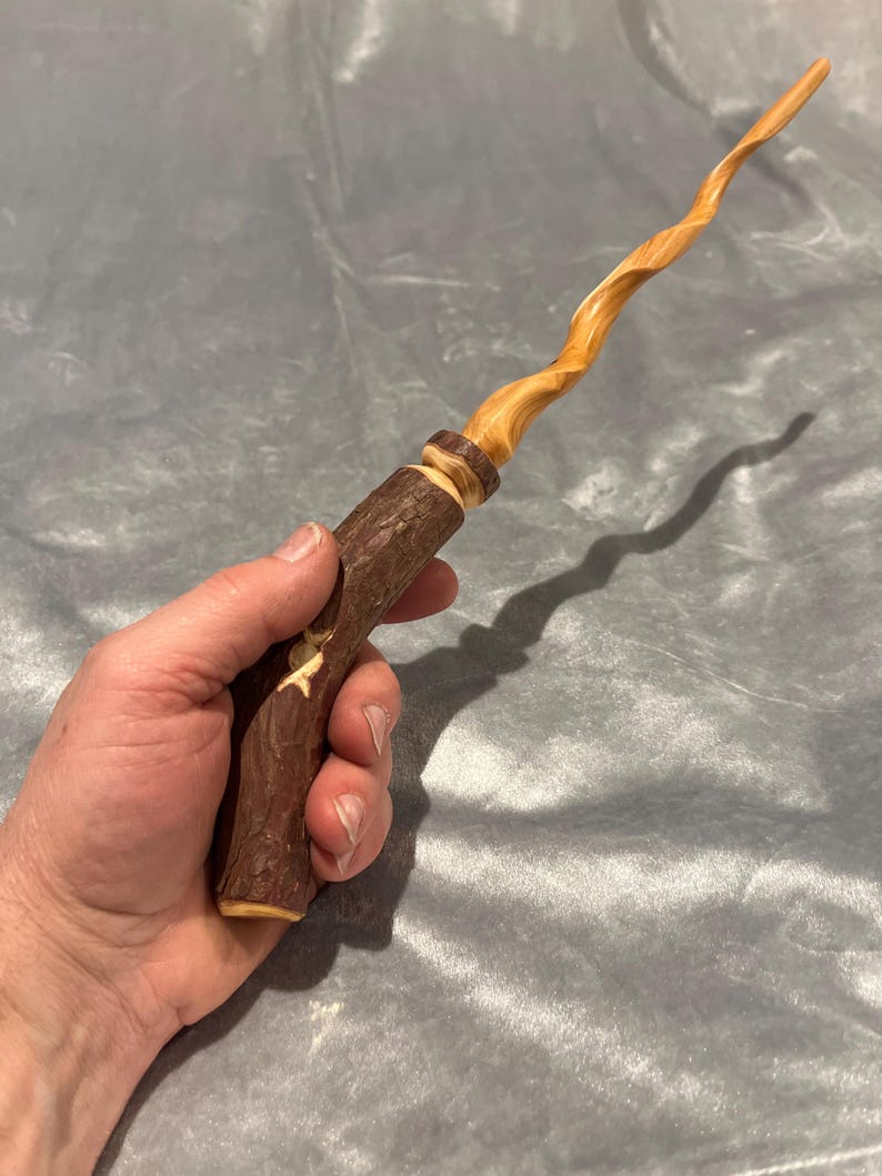 14” Yew Wood Wand With Triple Moon. - Etsy