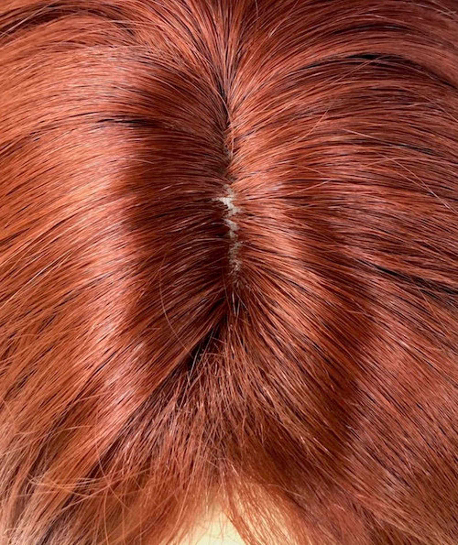 Copper Red Human Hair Blend Wavy Extra Long Bangs off Center | Etsy