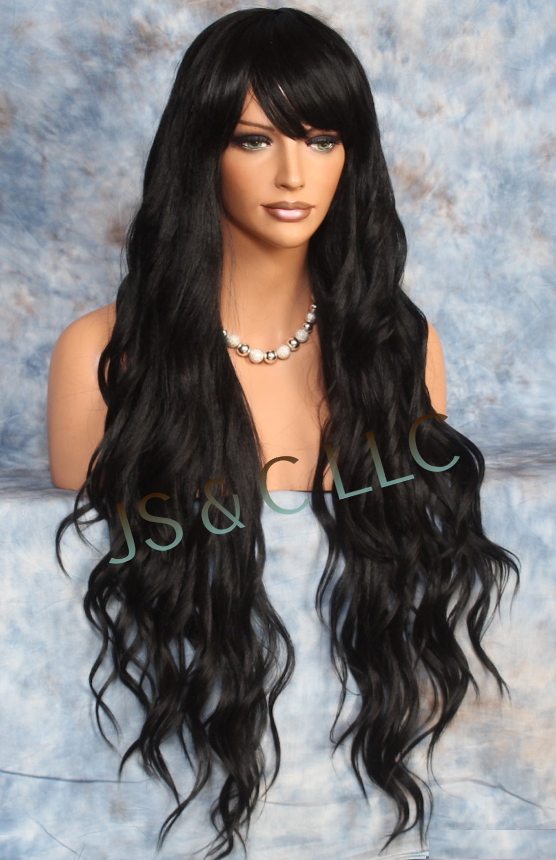 Extra Long Wig Black Heat Resistant Layered Wavy With Full | Etsy