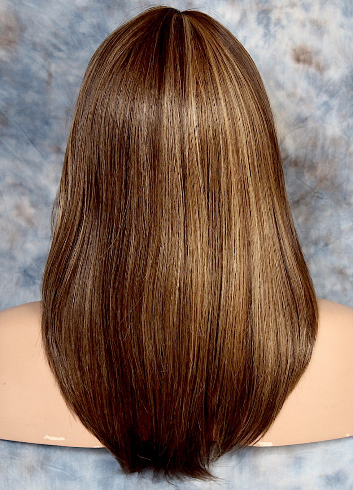 Human Hair Blend Wig Face Frame Razor Cut Caramel Brown Blonde | Etsy