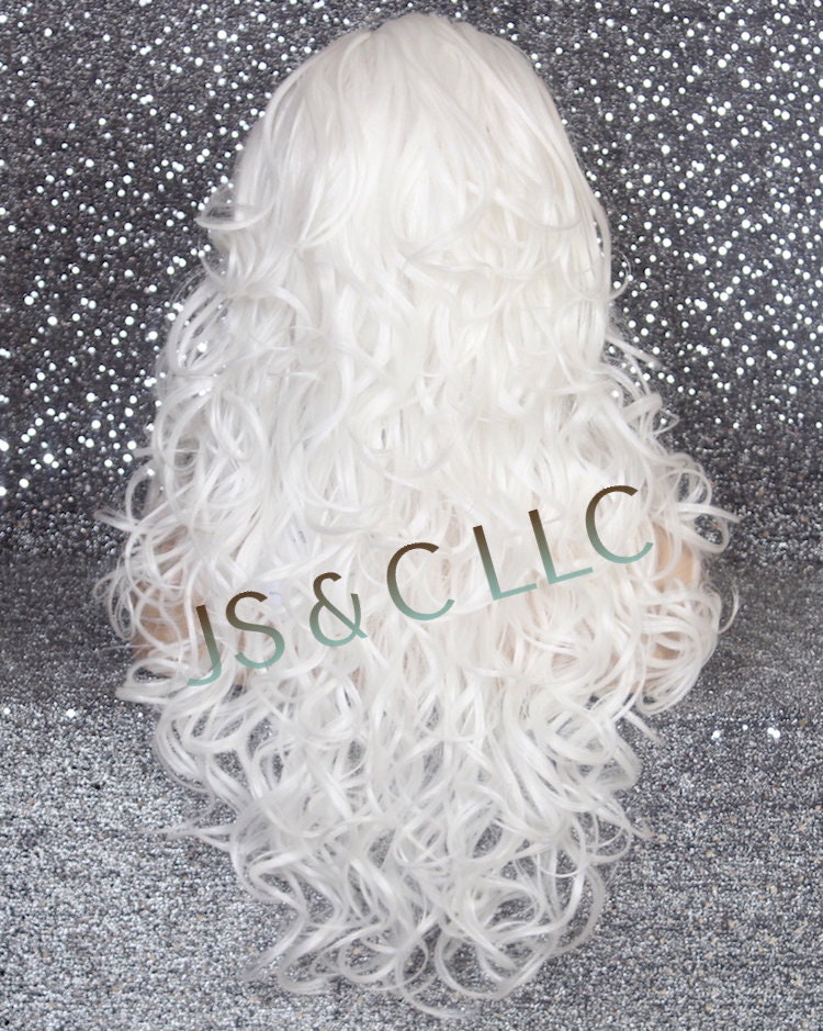 Beautiful White Long Full Layered Human Hair Blend Wig With - Etsy