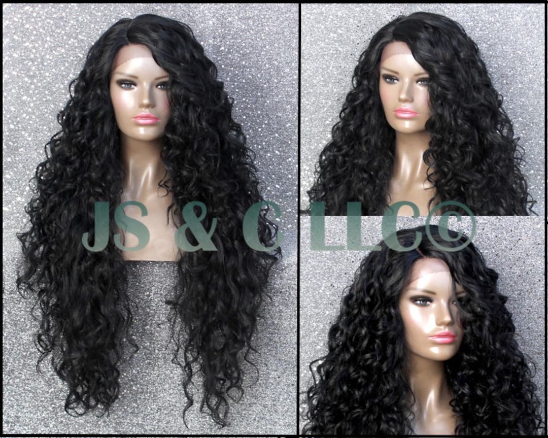 Extra Long Spiral Curly Full Volume Lace Front Human Hair Blend Heat ...
