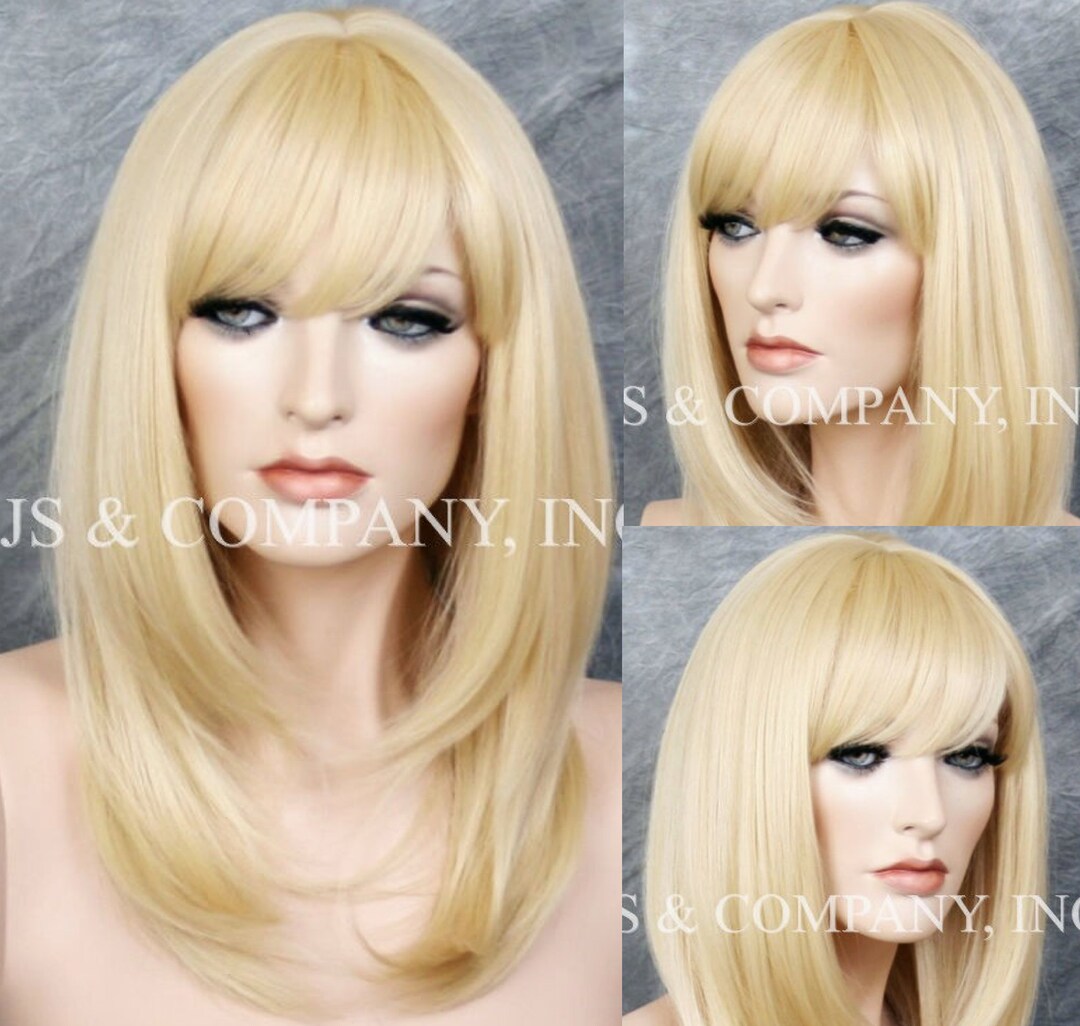 Human Hair Blend Wig Face Framing Razor Cut Bleach Blonde Heat - Etsy