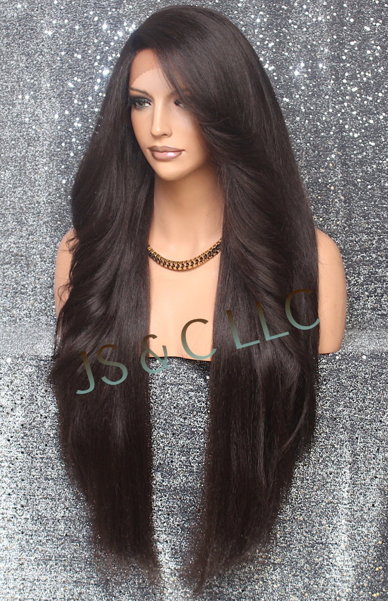 Luscious Full HUMAN HAIR BLEND Lace Front Wig Heat Safe Feathered Sides ...