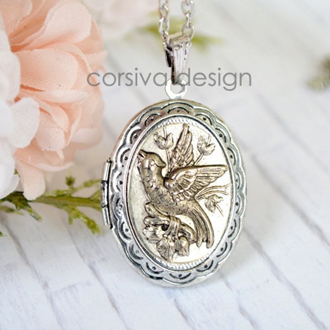 Antique Silver Phoenix Bird Locket Charm Photo Necklace - Etsy Antique Silver Phoenix Bird Locket Charm Photo Necklace - Etsy