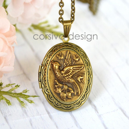Antique Brass Phoenix Bird Locket Charm Photo Necklace - Etsy Antique Brass Phoenix Bird Locket Charm Photo Necklace - Etsy