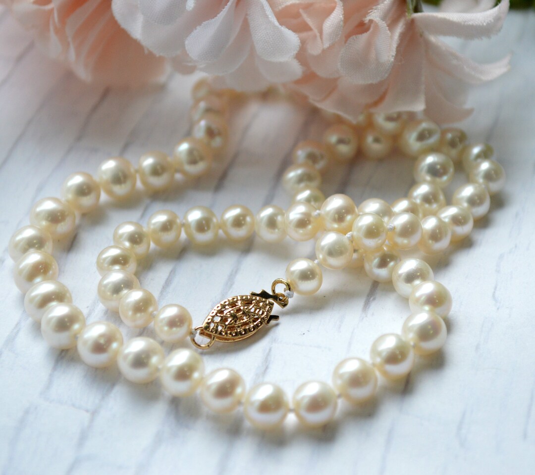 Stunning Genuine Freshwater Pearl Necklace Gold Filled Clasp Hand ...