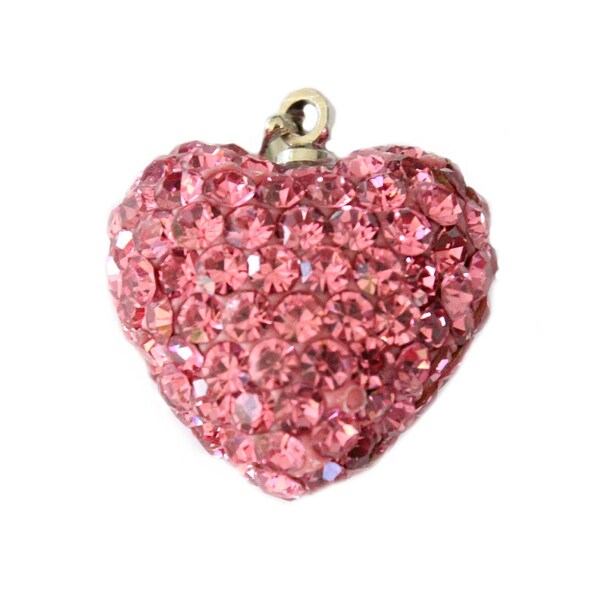 Rhinestone Heart Charm - Etsy