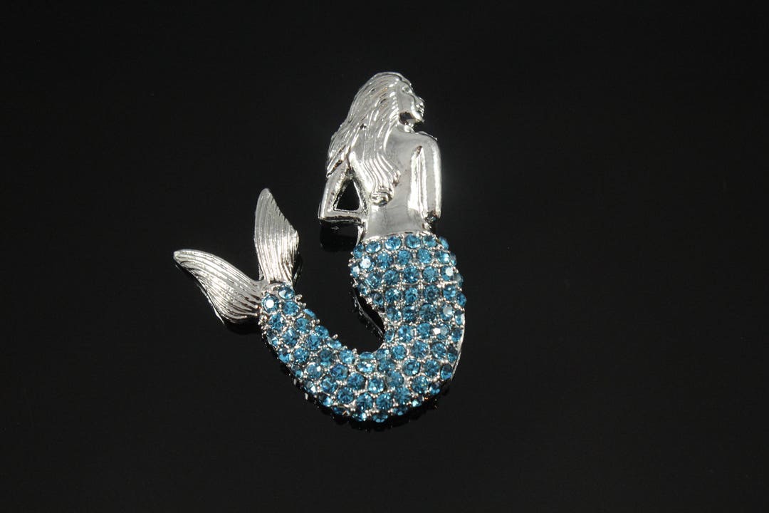 Mermaid Charm Large Mermaid Charm Rhinestone Mermaid - Etsy