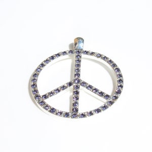 Peace Sign Charm Pendant Rhinestone Peace Sign Charm Large - Etsy