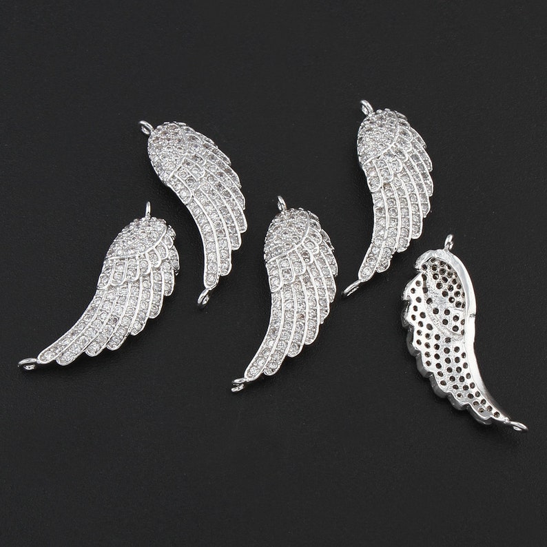 Wing Connector Feather Connector Pave Wing Feather - Etsy