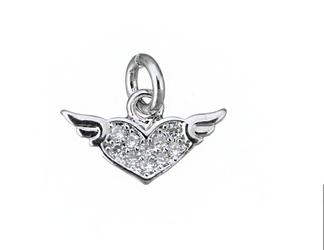 Wing Heart Charm Pendant Tiny Angel Wing Charm Feather - Etsy