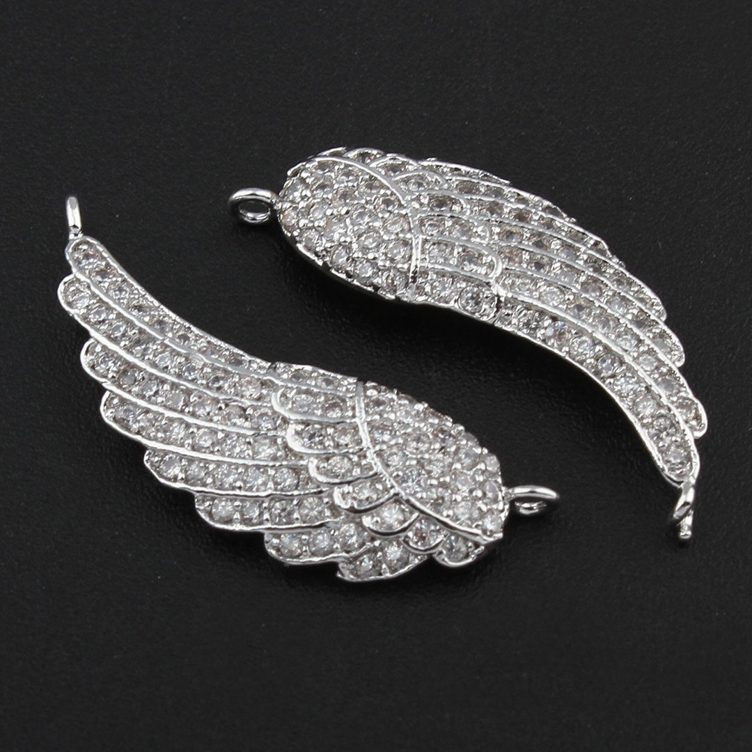 Wing Connector Feather Connector Pave Wing Feather - Etsy