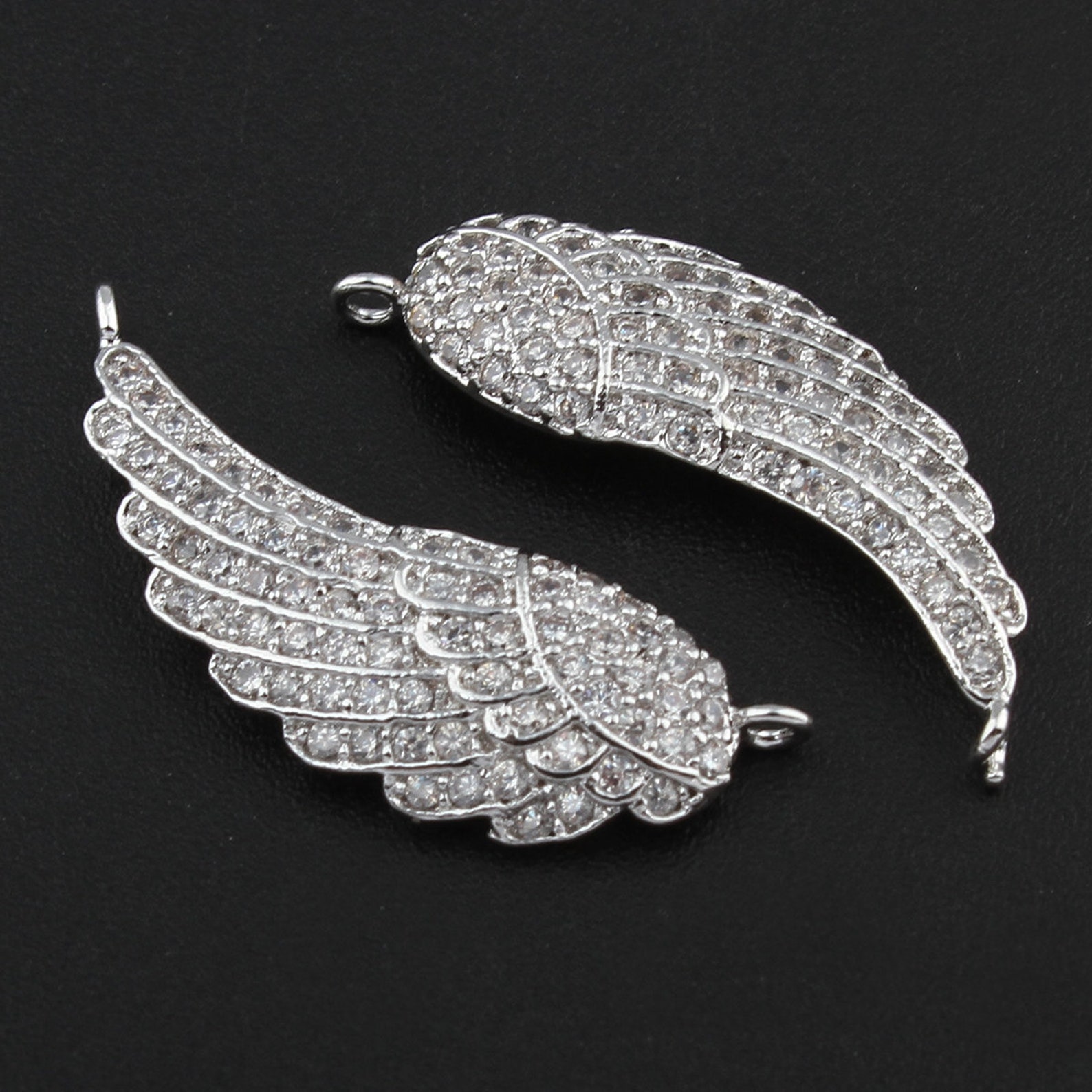 Wing Connector Feather Connector Pave Wing Feather - Etsy