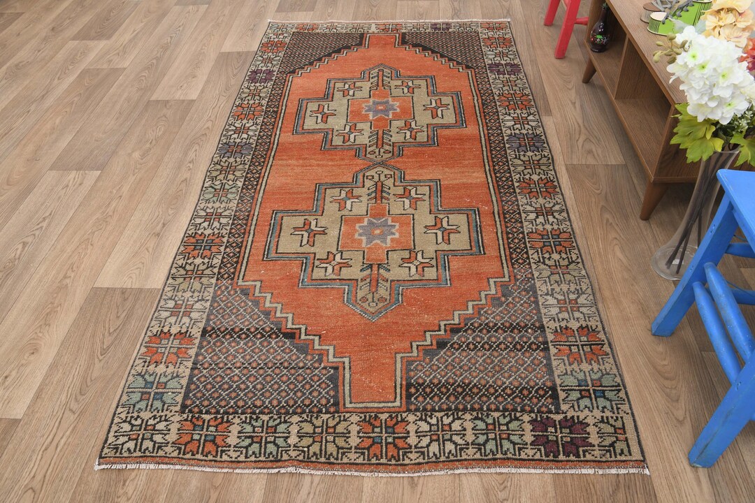 4x8 Vintage Rug,4x8 Area Rug,4x8 Turkish Rug,4x8 Oushak Rug,handmade ...