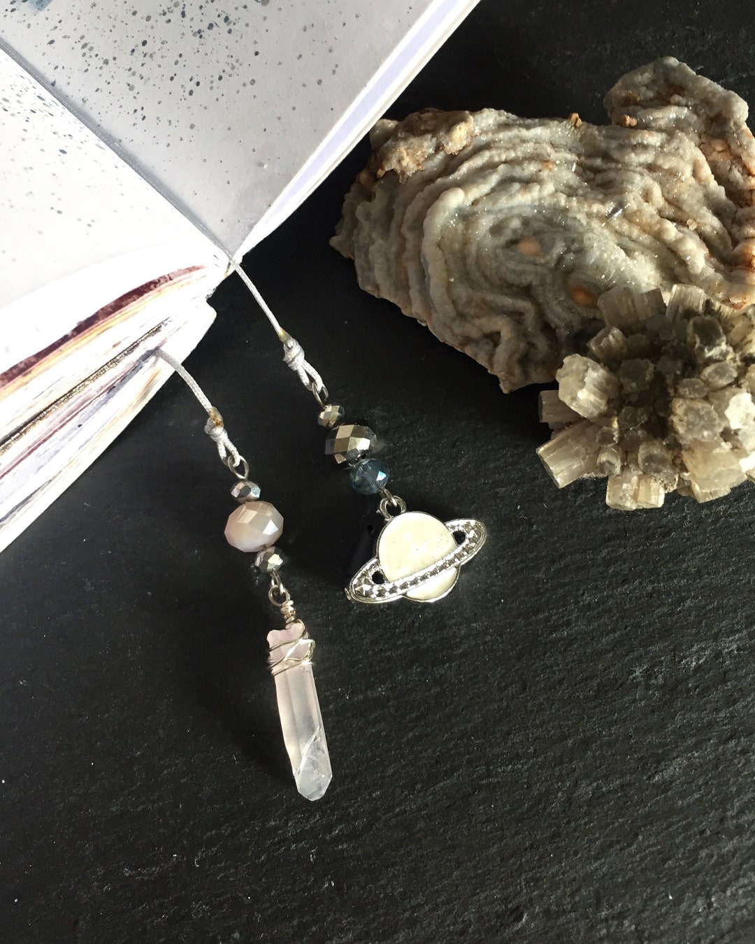 COSMIC BOOKMARK Planet and Lavender Aura Titanium Quartz - Etsy