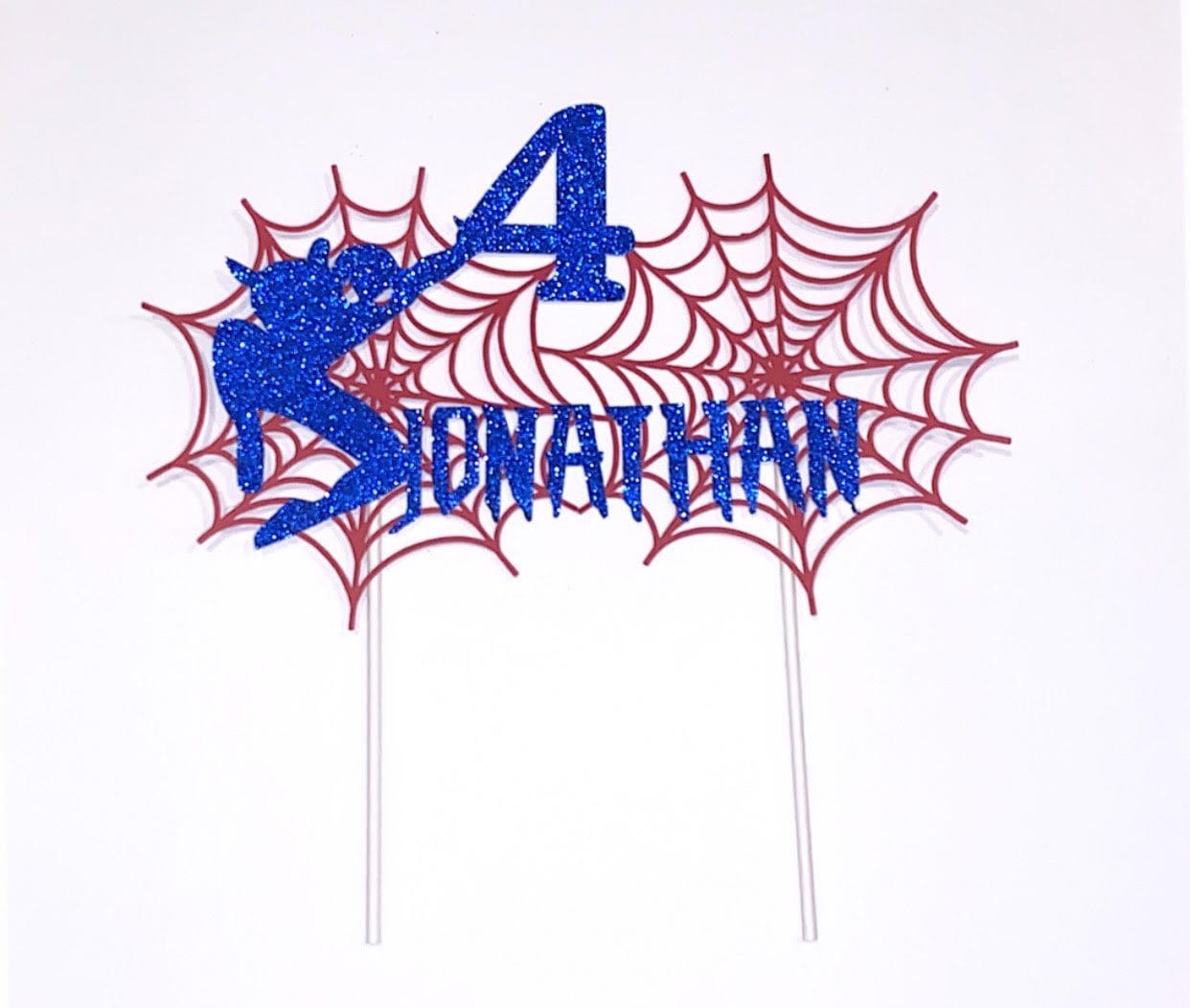 Spiderman Cake Topper, 4 Birthday Cake Topper, Glitter Cake Topper ...