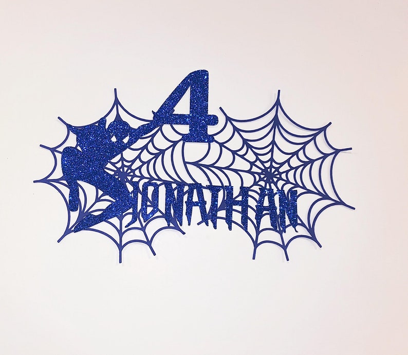 Spiderman Cake Topper, 4 Birthday Cake Topper, Glitter Cake Topper ...
