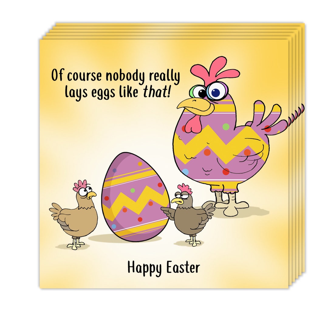 Pack of 10 Funny Easter Cards - Easter Hen Design - Humour Easter Cards ...