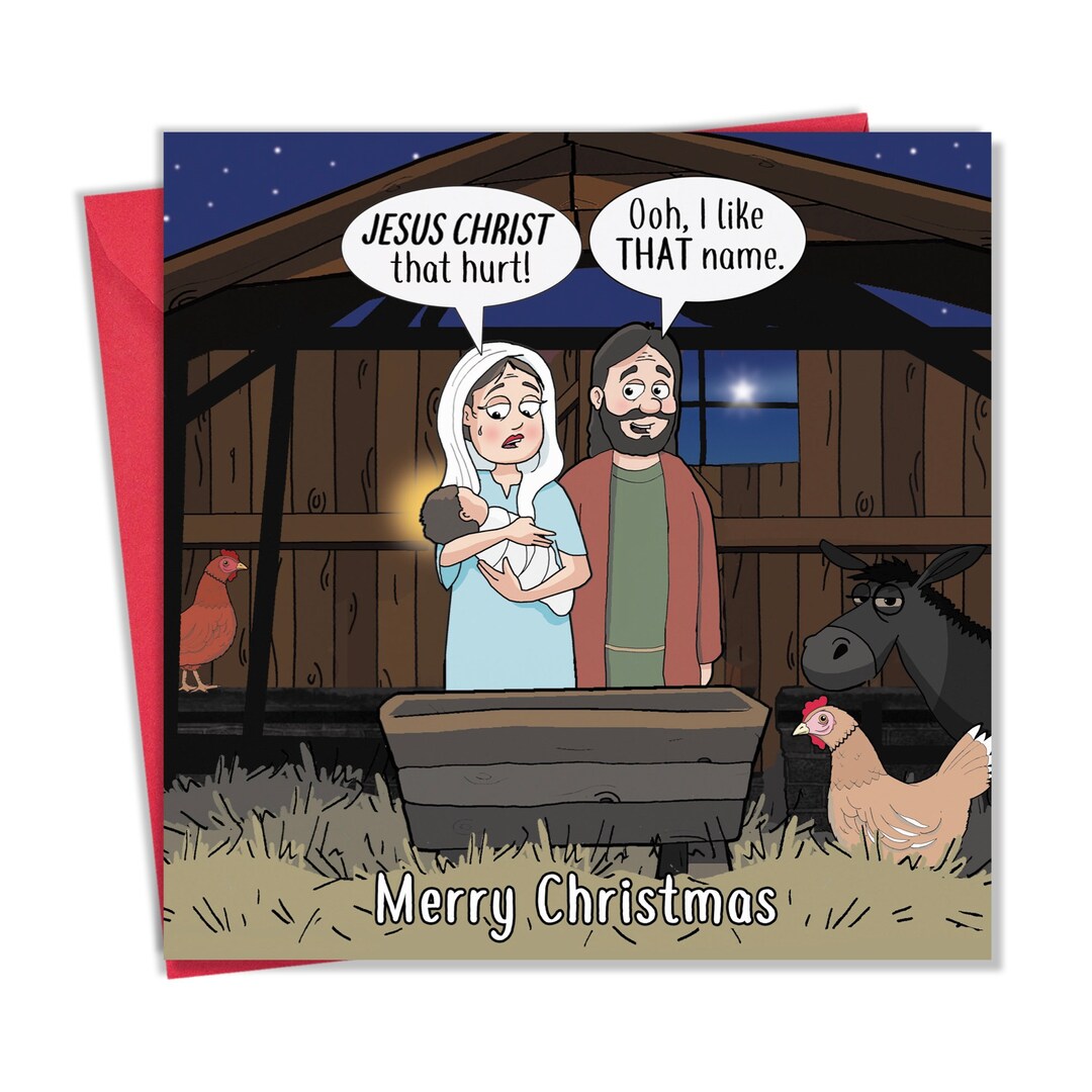 Funny Christmas Card Jesus Christ - Merry Christmas Card - Xmas - Mens ...