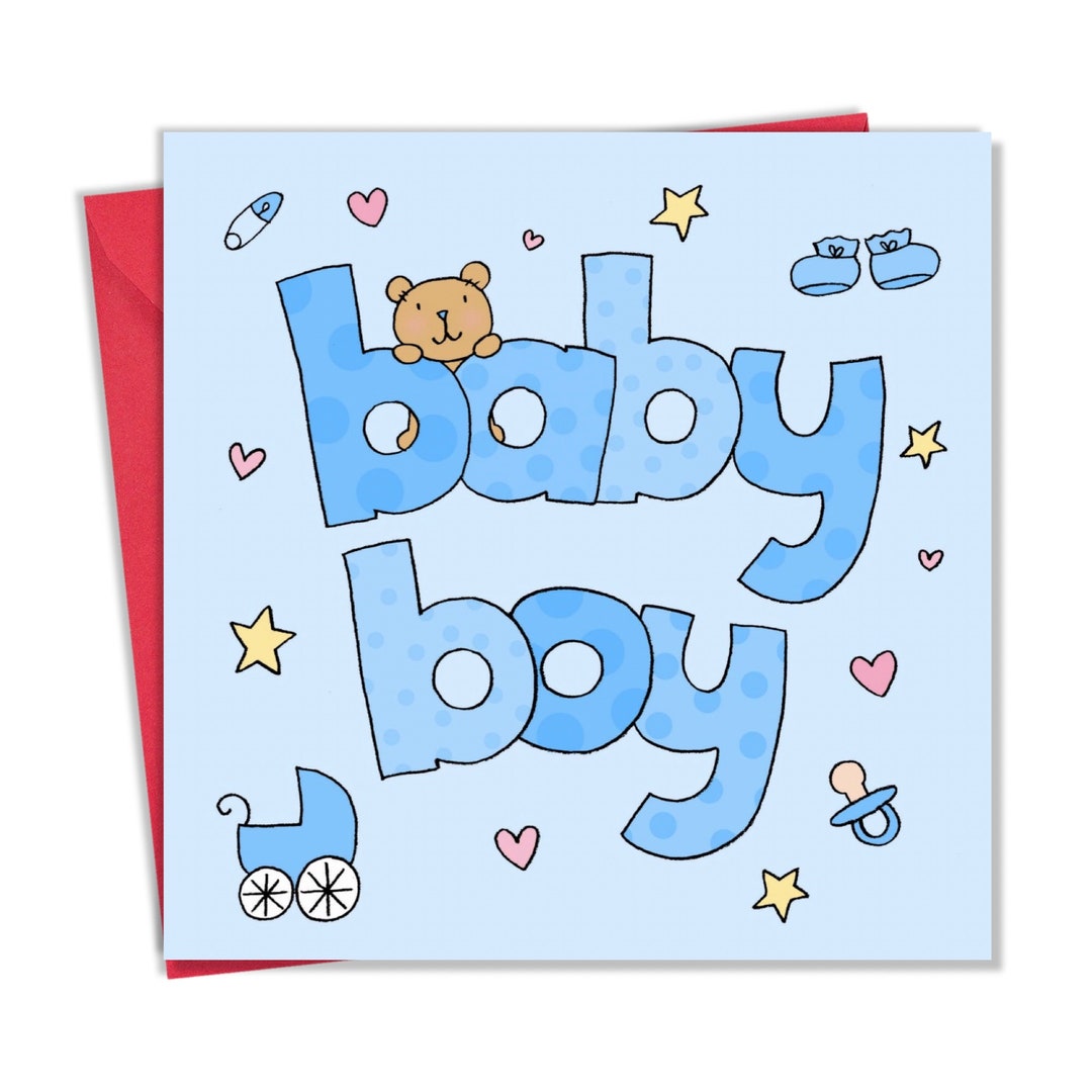 New Baby Boy Card - Blue Baby Boy Card - Baby Shower Card - New Mum ...