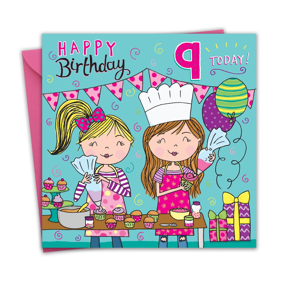 9th Birthday Card for Girls - Baking & Cooking - Age 9 Happy Birthday ...