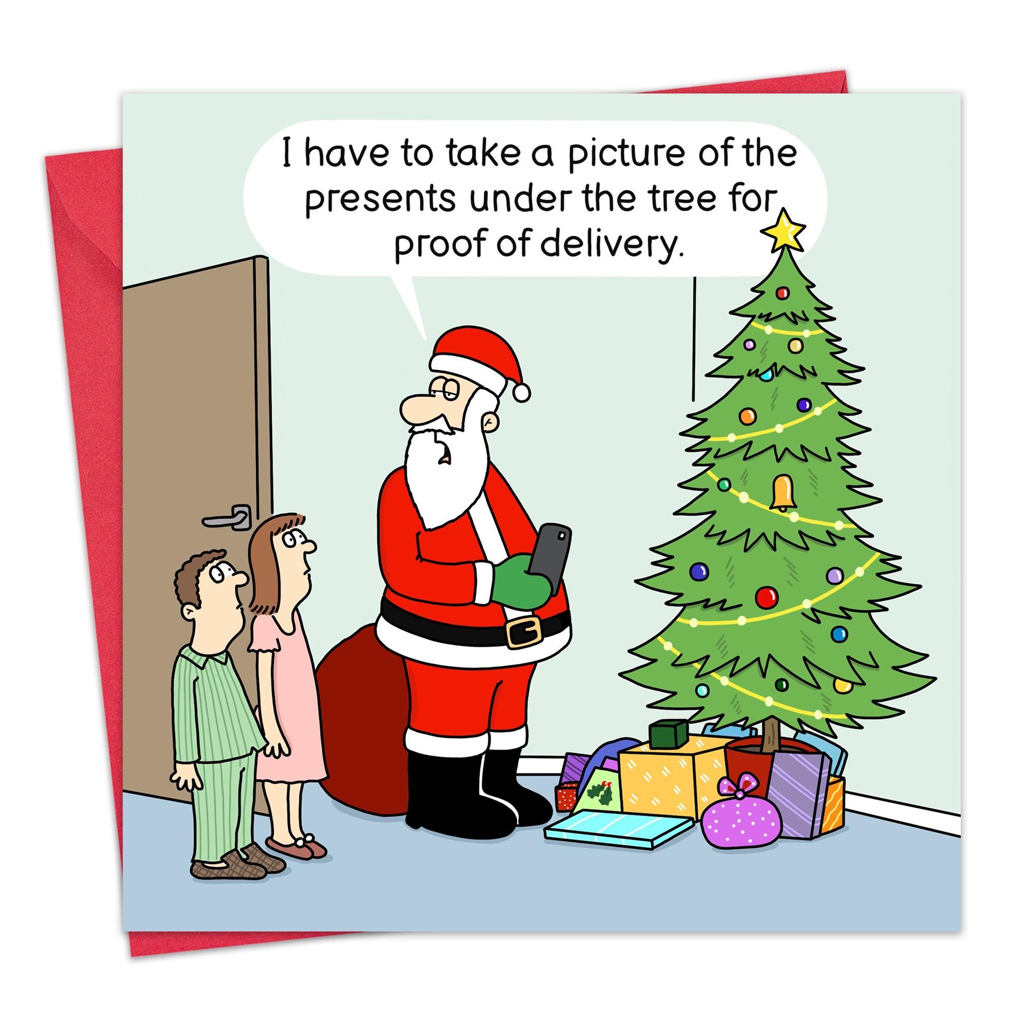 Pack of 10 Funny Christmas Cards - Santa Delivery Design - Merry ...