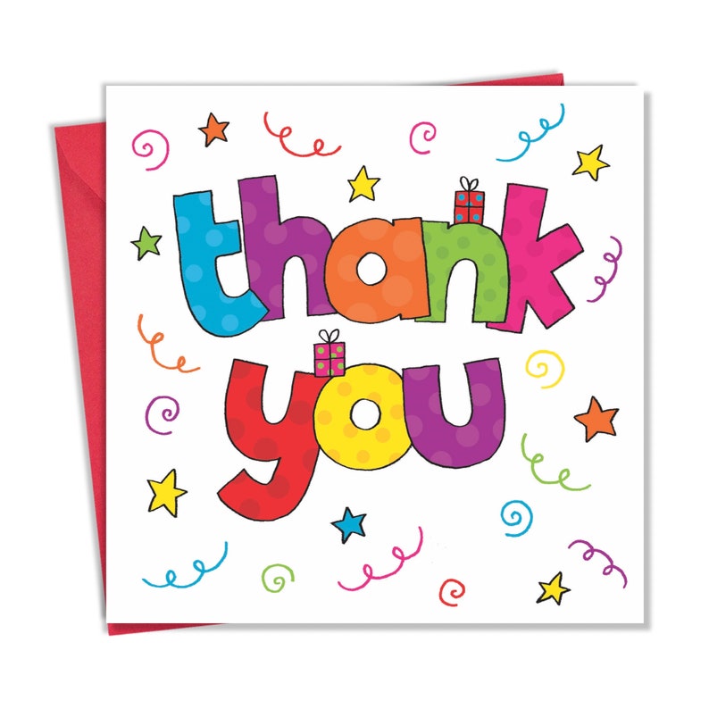Thank You Card Colourful Thank You Card Thanks Card - Etsy