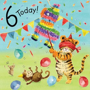 6th Birthday Card for Boy or Girl Tiger - Children's Sixth Birthday ...
