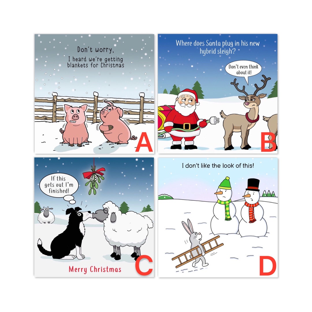 Pack of 10 Funny Christmas Cards - 12 Designs to Choose From - Funny ...