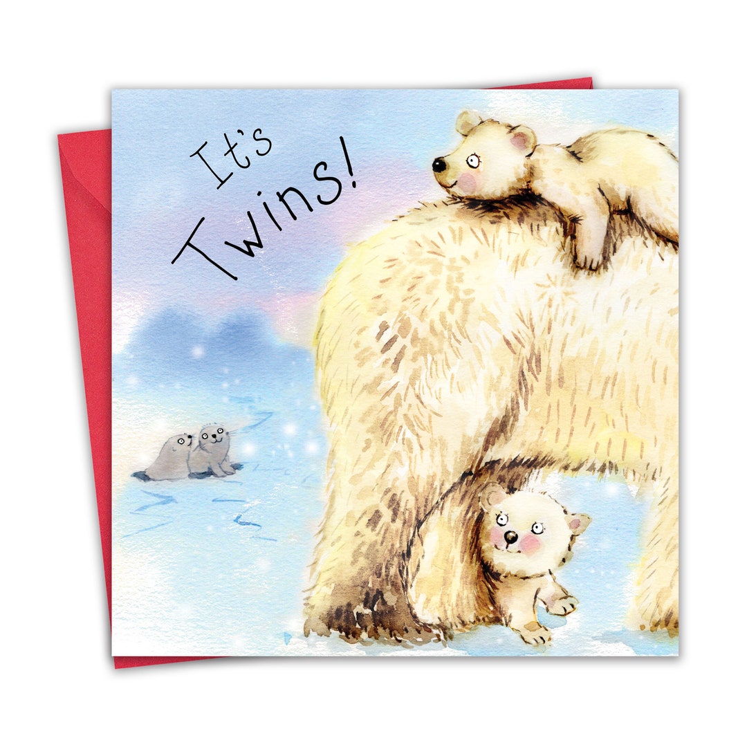 New Twins Card - New Baby Twins Card - New Baby Twins Gifts - Newborn ...