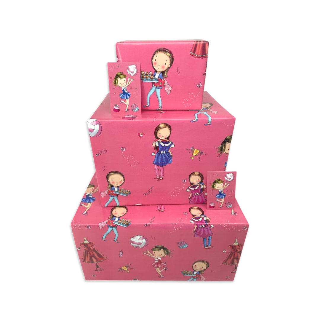 Girls Wrapping Paper - Pink Young Teenager - 2, 4 or 6 Sheets & Tags ...