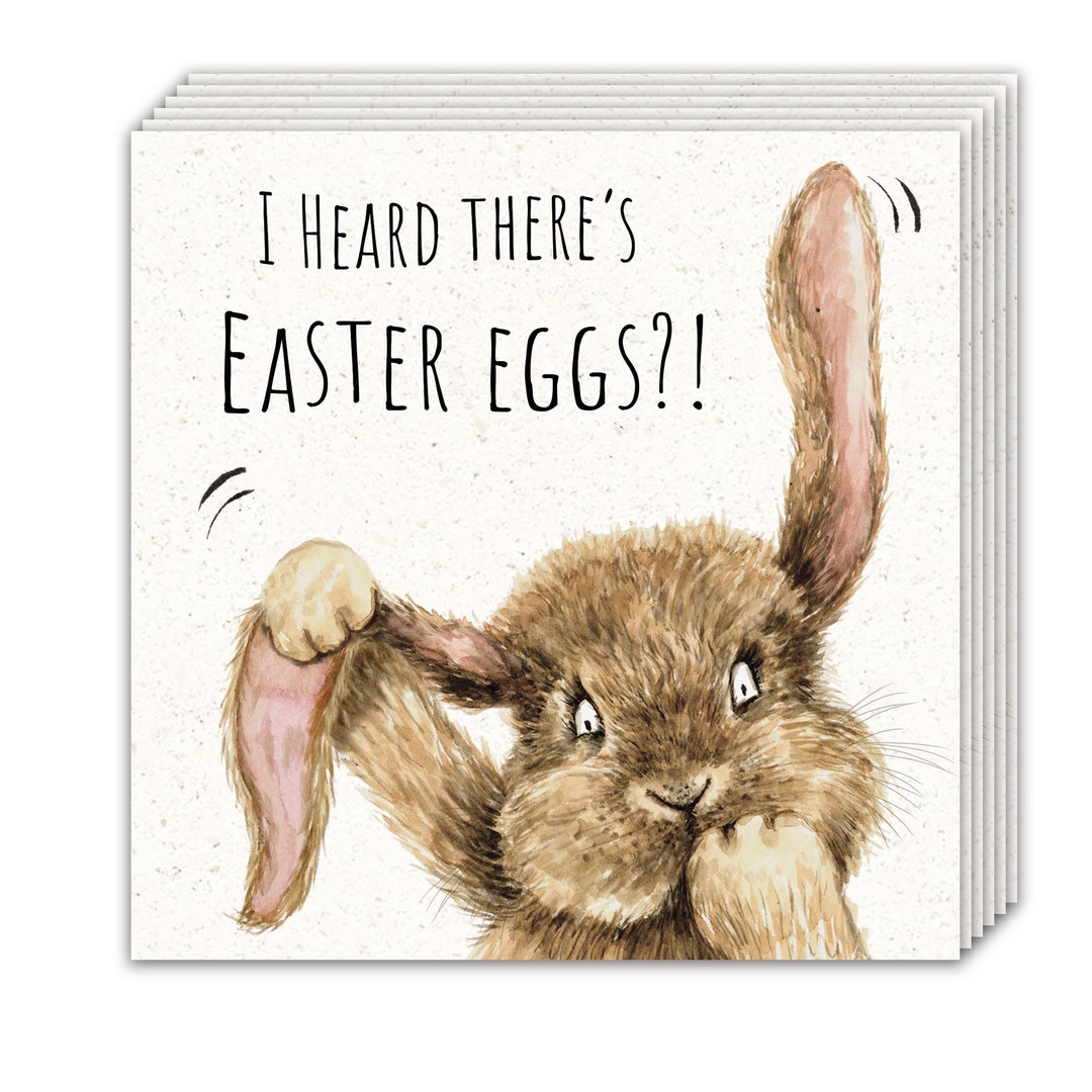 Pack of 12 Funny Easter Cards - Bunny Design - Humour Easter Cards Multipack - 12 Pack of Easter ...