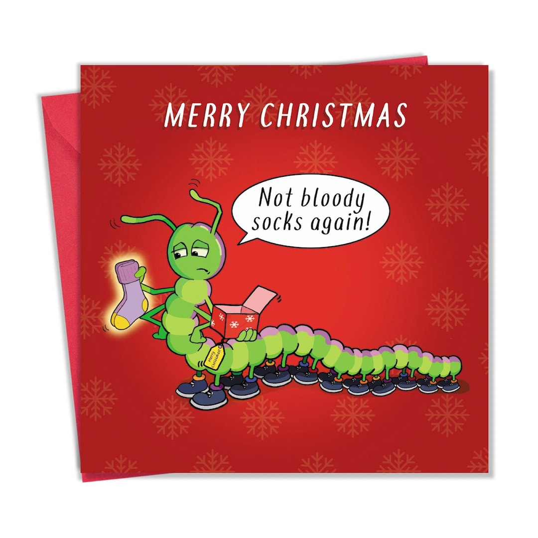 Funny Christmas Card Centipede Socks Merry Christmas Card Funny Xmas ...