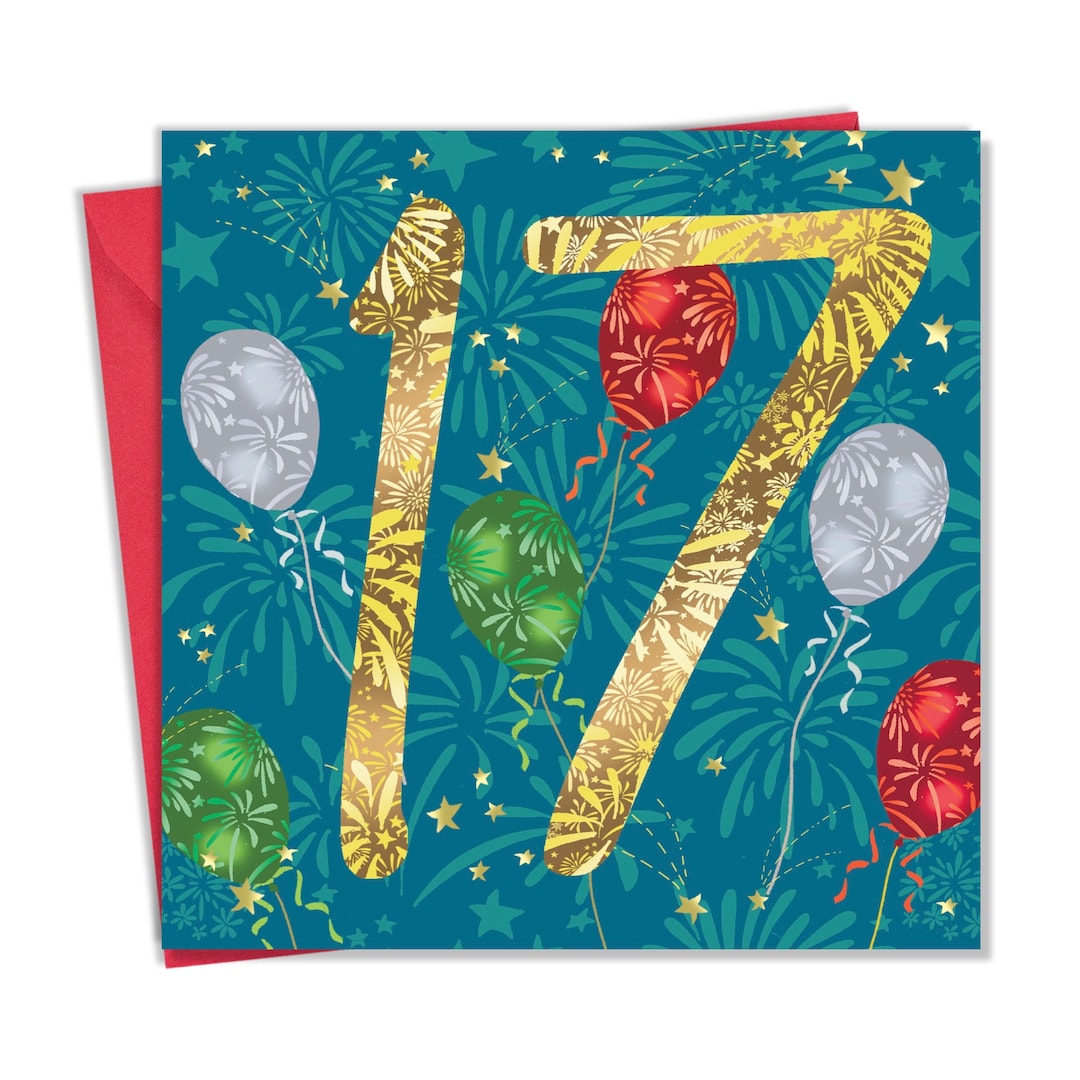 Happy 17th Birthday Card for Teenager - 17 Year Old Card - Age 17 ...