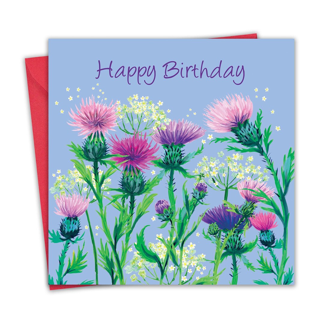 Female Birthday Card for Women - Scottish Thistle - Scotland Floral ...