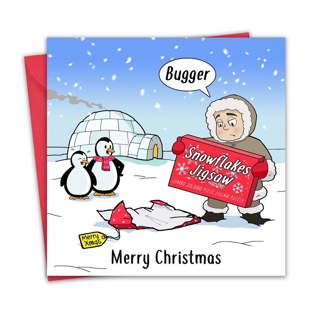 Funny Christmas Card Eskimo Jigsaw - Merry Christmas Card - Xmas - Mens ...
