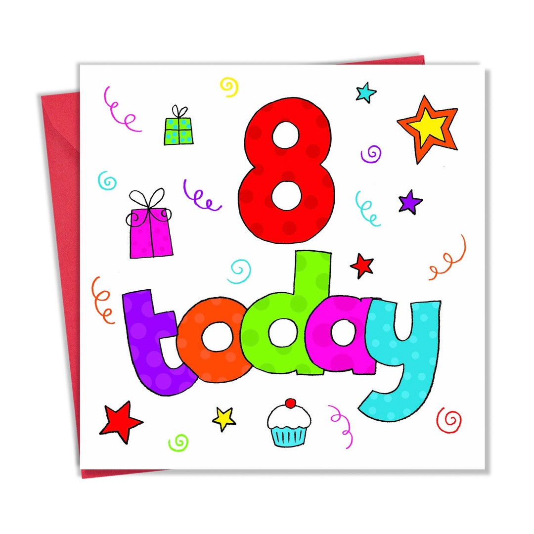 8th Birthday Card for Boy or Girl Eighth Birthday Card Girl or Boy Boys ...