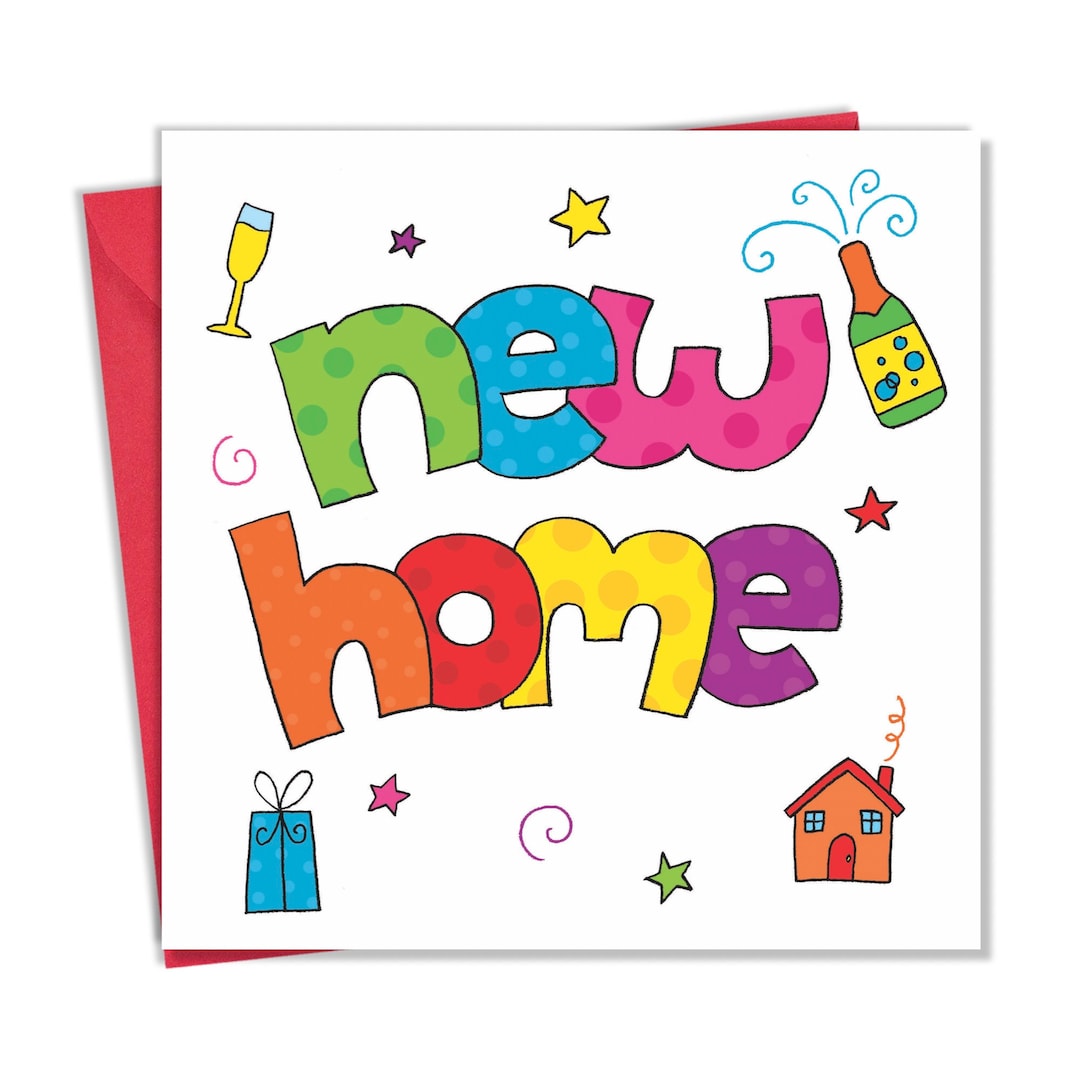 New Home Card - Colourful New Home Card - New House Card - Moving House ...