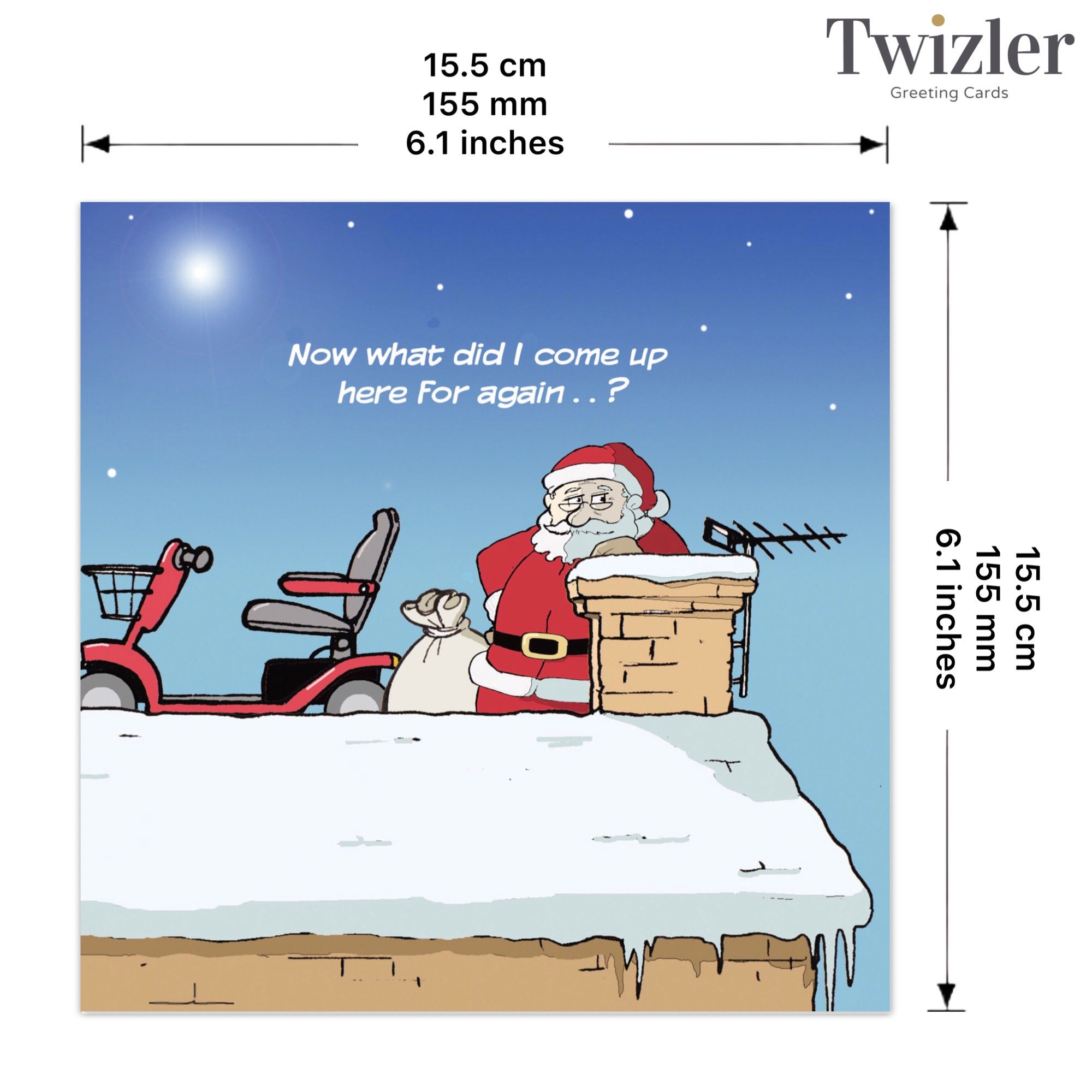 Pack of 10 Funny Christmas Cards - Senior Santa Design - Funny ...
